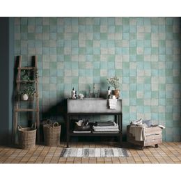 marburg Fototapete "Tile", B/L: 0,53m x 10,05m, Rollen: 1, gr&uuml;n, Schlafzimmer, Tapeten, moderne Tapete f&uuml;r Wohnzimmer Schlafzimmer K&uuml;che