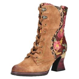 Laura Vita Damen Schn&uuml;rstiefelette "Laura Vita Stiefelette Leder/Textil", Gr. 38, braun, Leder, Textil, Schuhe