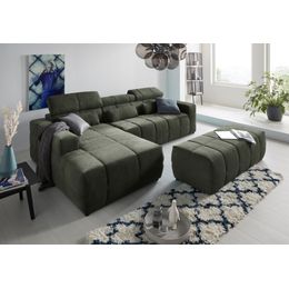 Ecksofa DOMO collection, B:289cm H:80cm T:175cm, gr&uuml;n, Luxus-Microfaser in Antikleder-Optik (100% Polyester);Luxus-Microfaser (100%