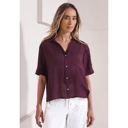 Street One Damen Hemdbluse, lila, Gr. 34, unifarben, Web, Obermaterial: 85% Viskose, 15% Nylon, Blusen, Kann auch offen gestylt werden