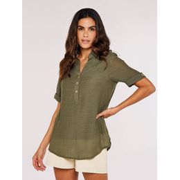 Apricot Damen Klassische Bluse "Top in Shimmeroptik", gr&uuml;n, Gr. 42, uni, gewebt, Obermaterial: 65% Viskose CV. 35% Polyester PES., Blusen, mit
