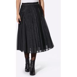 Heine Damen Plisseerock, schwarz, Gr. 50, unifarben, 100% Polyester, R&ouml;cke