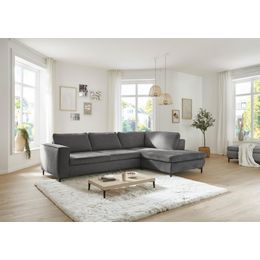 Ecksofa DIE PLANBAR, B:289cm T:197cm, grau, 100% Polyester, Wohnzimmer, Sofas, "MP-IN24153, L-Form, Breite 289 cm", wahlweise mit Schlaffunktion und
