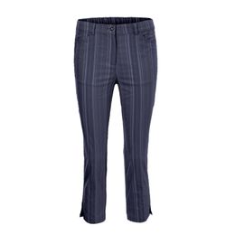 GOLDNER Damen Caprihose "Verk&uuml;rzte Strukturhose in elastischer Ware", blau, Gr. 42, Obermaterial: 45% Elastomultiester ELE. 44% Baumwolle CO. 7%