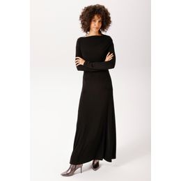 Aniston CASUAL Damen Maxikleid, schwarz, Gr. 40, unifarben, Jersey, Obermaterial: 95% Polyester, 5% Elasthan, Kleider, mit asymmetrischen