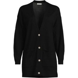 LANDS' END Merino-Cardigan mit Strasskn&ouml;pfen f&uuml;r Damen, Damen, size: regular, Schwarz, Wolle, by Lands' End