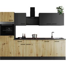 K&uuml;chenzeile respekta, B:280cm H:205cm T:60cm, braun, Komplettk&uuml;chen-Sets, "Oliver", Breite 280 cm, 90 cm Arbeitsh&ouml;he, in exklusiver Konfiguration f&uuml;r