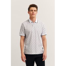Bugatti Herren Poloshirt "Modern Fit", wei&szlig;, Gr. XXL, Rautenmuster, 52% Baumwolle, 44% Polyester, 4% Elasthan, Shirts, mit Rauten-Muster