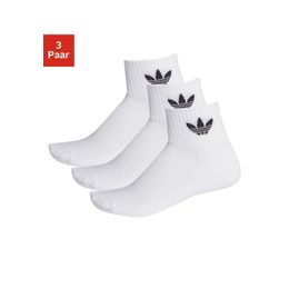 Damen Sportsocken "MID CREW, 3 PAAR", adidas originals, Gr. M, wei&szlig;, Obermaterial: 65% Baumwolle, 32% Polyester, 2% Elasthan, 1% Polyamid, uni,