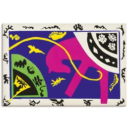 Wandbild Artland, B:120cm H:80cm, bunt, Leinwand, Wohnzimmer, Bilder, "Pferd, Kunstreiterin und Clown. 1947", als Alubild, Leinwandbild, Poster,