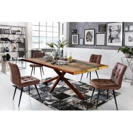Esstisch Sit, B:160cm H:76cm T:85cm, braun, K&uuml;che, Tische, "Riga Altholz Massivholz mit Stern-Gestell & Unikat-Charakter", Massives Altholz mit