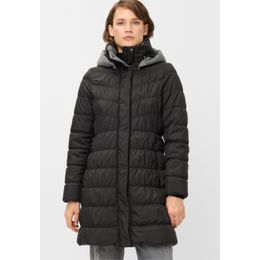 Fuchs & Schmitt FUCHS SCHMITT Damen Steppmantel, schwarz, Gr. 44, unifarben, Web, Obermaterial: 100% Polyester, M&auml;ntel, mit abnehmbare Kapuze, verdeckter