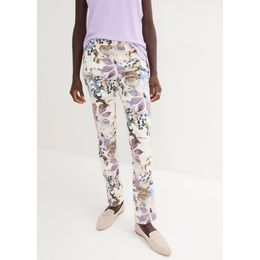 bonprix Damen Stretch-Hose, bunt, Gr. 46, Web, Obermaterial: 56% Baumwolle, 42% Polyester, 2% Elasthan, Hosen, aus elastischem Material, regul&auml;re