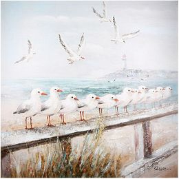 Gilde Leinwandbild "Bild quadratisch Seaside", B/H/T: 60cm x 60cm x 3,5cm, Strandbilder, 1 Stk., wei&szlig;, Wohnzimmer, Bilder