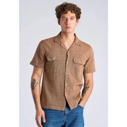 LINDBERGH Herren Leinenhemd "Leinenhemd (Kurzarm) Relaxed Fit", braun, Gr. S, Obermaterial: 55% Leinen, 45% Baumwolle, Hemden