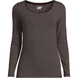 LANDS' END Baumwolle/Modal-Shirt mit Ballett-Ausschnitt f&uuml;r Damen in Petite-Gr&ouml;&szlig;e, Damen, size: petite, Braun, Baumwolle Modal, by Lands' End