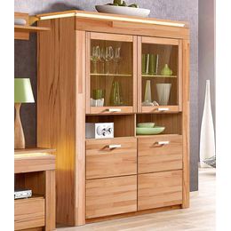Vitrine, B:142cm H:156cm T:40cm, beige, VOGL M&Ouml;BELFABRIK, Wohnzimmer, Schr&auml;nke, H&ouml;he 156 cm