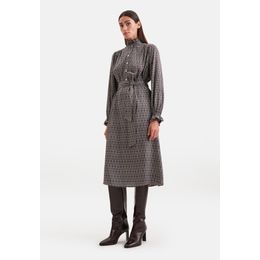 Seidensticker Damen Sommerkleidbraun, Gr. 36, bedruckt, 100% Polyester, Kleider, 1/1 Stehkragen Druck