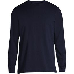 LANDS' END Supima Langarm-Shirt mit Rundhalsausschnitt, Herren, size: regular, Blau, Baumwolle, by Lands' End