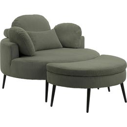 Loveseat OTTO HOME, B:110cm H:84cm T:110cm, gr&uuml;n, 100%PES, Sessel, "Riko Sessel, B: 110 cm, Sitzh&ouml;he: 44 cm", XXL- Sessel, mit Stauraumhocker,