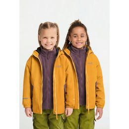 Jack Wolfskin Jungen 3-in-1-Funktionsjacke "ICELAND 3IN1 JKT K", gelb, Gr. 164, Obermaterial: 100% Polyester. Futter: 100% Polyester, Jacken,