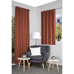 Vorhang Home Wohnideen, B:135cm H:160cm, orange, Polyester, K&uuml;che, Gardinen, "ESKAMIO", Thermo, Blickdicht, Leinenstruktur, &Uuml;berbreite