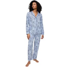 Triumph Damen Pyjama "Boyfriend Fit PW 03", Gr. 46, blau, Single Jersey, Obermaterial: 100% Viskose, Homewear-Sets, bequem und stilvoll