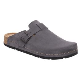 Rohde Herren Pantoffel "H.SOAVE", Gr. 42, grau, Veloursleder, Schuhe, Hausschuh, Schlappen, Clog, Homeslipper mit Schnallenverschluss