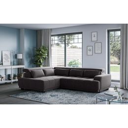 Ecksofa OTTO HOME, B:270cm H:90cm T:203cm, grau, 100% POLYESTER (PES), Wohnzimmer, Sofas, "Jade L Form, Breite: 270 cm, mit Kopfteilverstellung &