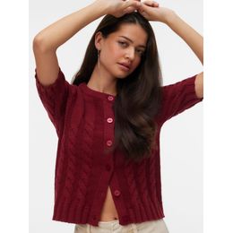V&eacute;ro Moda VERO MODA Damen Strickjacke "VMORIANE 2-4 O-NECK CARDIGAN", rot, Gr. XL, unifarben, Strick, Obermaterial: 75% Baumwolle, 25% Polyacryl, Strickjacken,