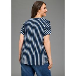 Damen T-Shirt "Gro&szlig;e Gr&ouml;&szlig;en", blau, Gr. 48, LAURA SCOTT CURVE, gestreift, Jersey, Obermaterial: 95% Viskose, 5% Elasthan, Shirts, casual Stil,