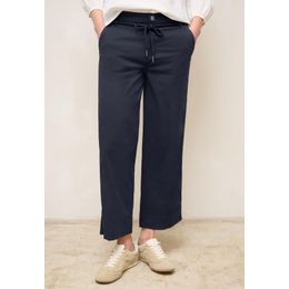 Damen Paperbag-Hose, blau, Gr. 34, STREET ONE STUDIO, unifarben, Web, Obermaterial: 98% Baumwolle, 2% Elasthan. G&uuml;rtel: 100% Baumwolle, Hosen, Middle
