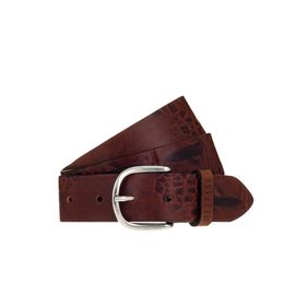 Mustang Damen Lederg&uuml;rtel, braun, Gr. 110, Rindsleder, G&uuml;rtel, mit Animal-Muster, aus Rindsleder