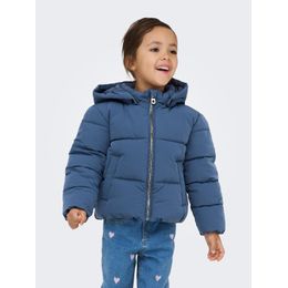 KIDS Only M&auml;dchen Steppjacke "KMGDOLLY LIFE SHORT PUF JACKET OTW NOOS", blau, Gr. 104, unifarben, Web, Obermaterial: 60% Polyester, 40% Nylon,