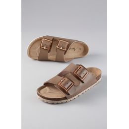 ANISTON SHOES Damen Pantolette, Gr. 37, beige, Lederimitat, Schuhe, Sommerschuh, Hausschuh, Strandschuh - NEUE KOLLEKTION