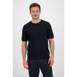 OLYMP Herren T-Shirt, schwarz, Gr. M, Strick, Obermaterial: 50% Baumwolle, 50% Lyocell, Shirts, Rundhals, Strick, normale Passform
