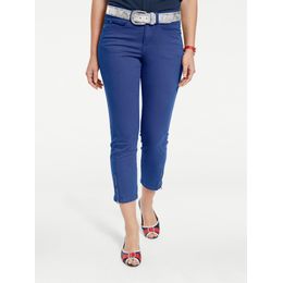 Heine Damen 3/4-Hose, blau, Gr. 42, unifarben, 98% Baumwolle, 2% Elasthan, Miedereinsatz:15% Elasthan, 85% Polyamid, Hosen