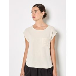 Apricot Damen T-Shirt "T-Shirt aus Leinenmischung", beige, Gr. 44, uni, gewebt, Obermaterial: 82% Viskose CV. 18% Leinen LI., Tops