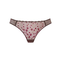 s.Oliver Damen String, Gr. 40, braun, Spitze, Obermaterial: 60% Polyester, 30% Polyamid, 10% Elasthan, Unterhosen, aus Spitze mit Blumenstickerei