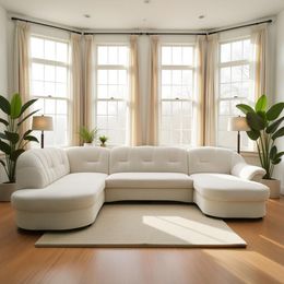 Wohnlandschaft DOMO collection, B:293cm H:86cm T:180cm, beige, 100% Polyester, Sofas, "FLORES 293x180x86 cm, hochwertig, komfortabel, U-Form", wahlw.