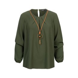 CLOUD 5IVE Damen Klassische Bluse "CLOUD 5IVE Longsleeve Blouse with Necklace", gr&uuml;n, Gr. S, 95% Polyester, 5% Elasthan, Blusen