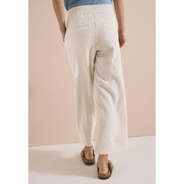 Cecil Damen 7/8-Hosegrain beige, Gr. XL, gestreift, Stoff, 73% Viskose, 25% Polyester, 2% Elasthan, Hosen, mit gestreiftem Seersucker-Look