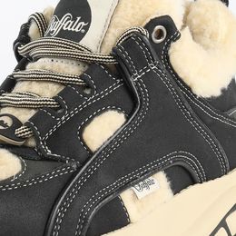 Buffalo Damen Plateausneaker "REV", Gr. 39schwarz, creme, Nubuklederimitat, Schuhe, Chunky-Sneaker, Freizeitsneaker mit Warmfutter