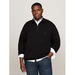 Tommy Hilfiger Big & Tall Herren Troyer "BT-PIMA ORG CTN CASHMERE ZMOCK-B", schwarz, Gr. 5XL, TOMMY HILFIGER BIG & TALL, Strick, Obermaterial: 95% Baumwolle, 5% Kaschmir,