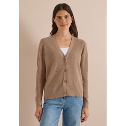 Cecil Damen Cardigan, beige, Gr. S, unifarben, Web, 60% Baumwolle, 40% Viskose, Strickjacken, im soften Baumwoll-Mix