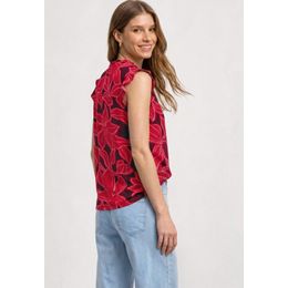 Street One Damen Blusentop, rot, Gr. 34, gemustert, Web, Obermaterial: 95% Viskose, 5% Elasthan, Blusen, Feine Chiffon-Qualit&auml;t mit Innetop aus