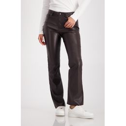 monari Damen Lederimitathose, braun, Gr. 46, unifarben, Web, Obermaterial: 60% Polyurethan, 40% Polyester, Hosen, Regular fit