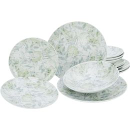 Creatable Teller-Set "Geschirr-Set Home - Tropical", 12 Stk., bunt, Geschirr-Sets, Teller Set, Service im Used-und Vintage-Look, 12 Teile, f&uuml;r 4