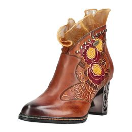 Laura Vita Damen High-Heel-Stiefelette "Laura Vita Stiefelette Leder", Gr. 38camel, Leder, Schuhe