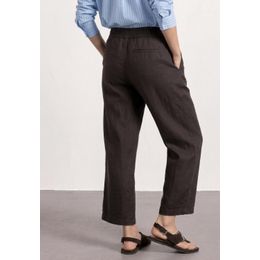 Cecil Damen Stoffhoseespresso braun, Gr. 46, unifarben, Stoff, 100% Leinen, Hosen, mit Wide Legs